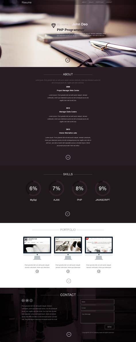 html5响应式设计师个人主页网站css单页模板源码下 bootstrap模板 html5模板网