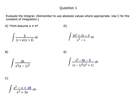 solved question 1 evaluate the integral remember to use absolute