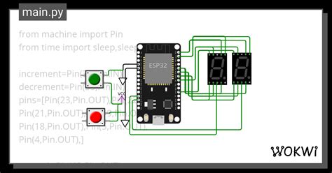 seven segment with two push button wokwi esp32 stm32 arduino simulator