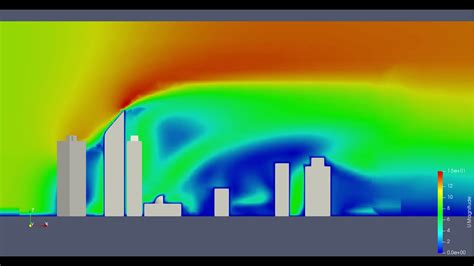 flow over skyline using openfoam velocity contour plot youtube