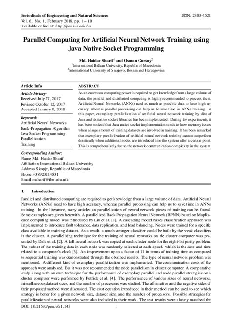 pdf parallel computing for artificial neural network training using java native socket