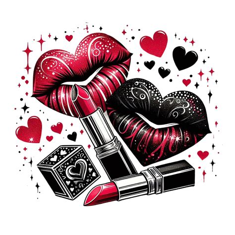 9 Adorable Watercolor Heart Lipstick Clipart Printable Png Files Perfect For Paper Crafts Junk