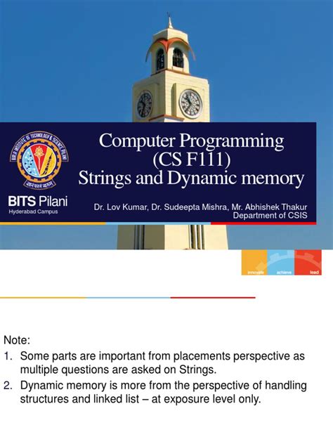 computer programming cs f111 strings and dynamic memory bits pilani download free pdf
