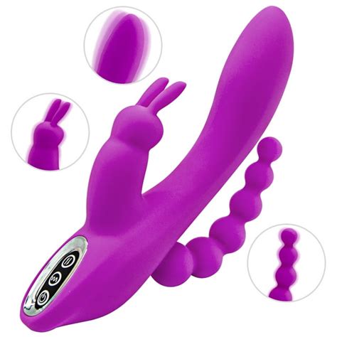 3 In 1 Rabbit Vibrator G Spot Clitoral Anal Dildo For Women Triple Motor Stimulation7