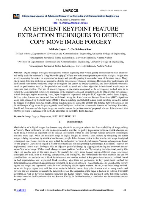 pdf an efficient keypoint feature extraction techniques to detect copy move image forgery