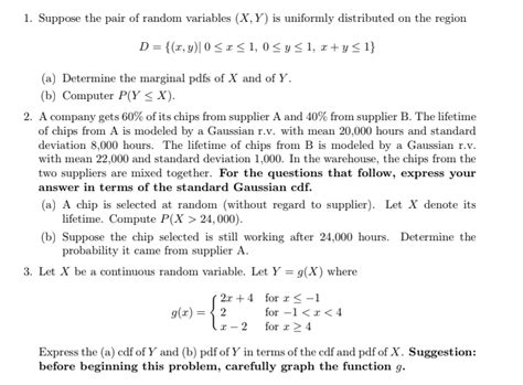solved 1 suppose the pair of random variables x y is