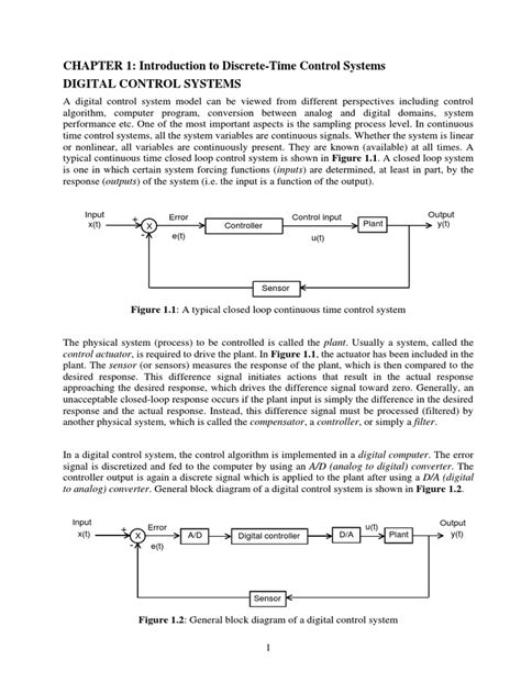 chapter 1 introduction to discrete time control systems digital control systems pdf control