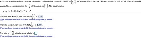 solved apply euler s method twice to approximate the