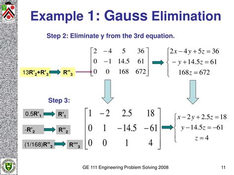 ppt gauss elimination and gauss jordan elimination powerpoint presentation id 97534