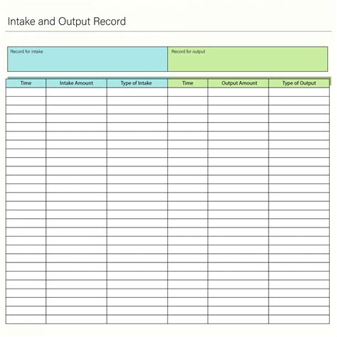Daily Intake And Output Chart Printable