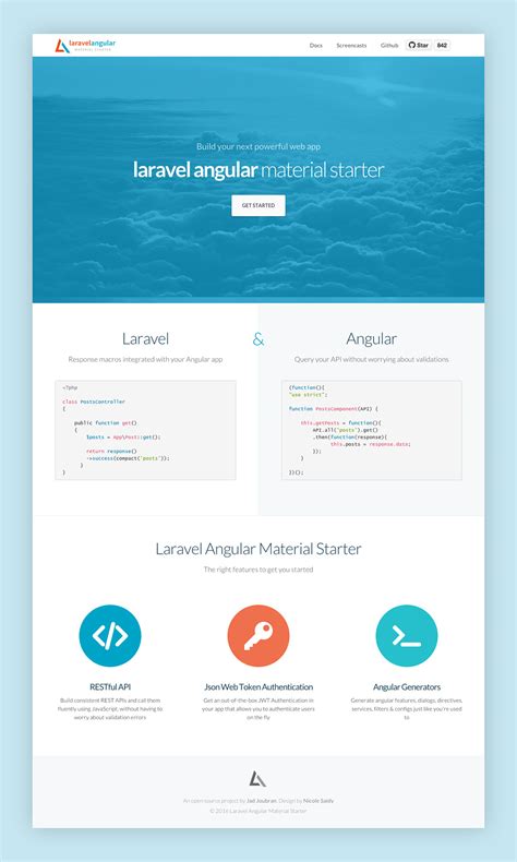 Laravel Angular Material Starter Landing Page On Behance