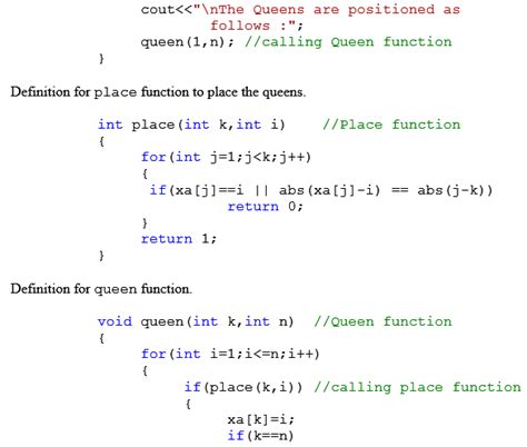 solved implement the backtracking algorithm for the n queens problem in 1 answer