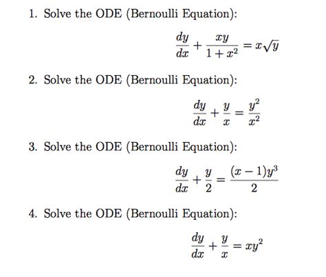 solved 1 solve the ode bernoulli equation 2 solve the