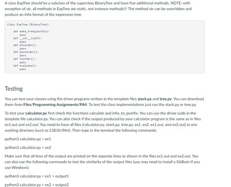 A Class ExpTree Should Be A Subclass Of The Chegg