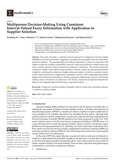 pdf multiperson decision making using consistent interval valued fuzzy information with