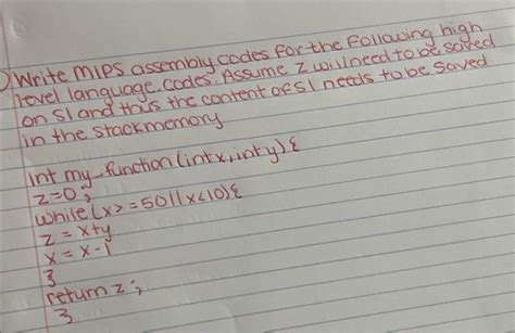 solved write mips assembly codes for the following high