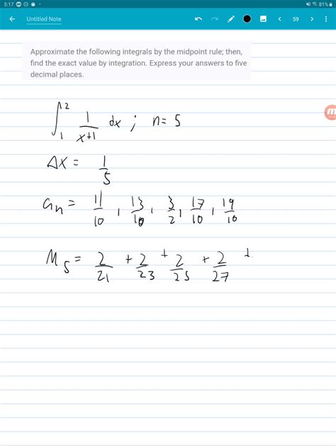 solved approximate the integral by riemann sums with the indicated partitions first using the