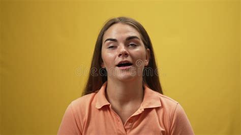 Yawning Woman Taking Off Sleep Mask Popping Dimples In Slow Motion Smiling Portrait Of