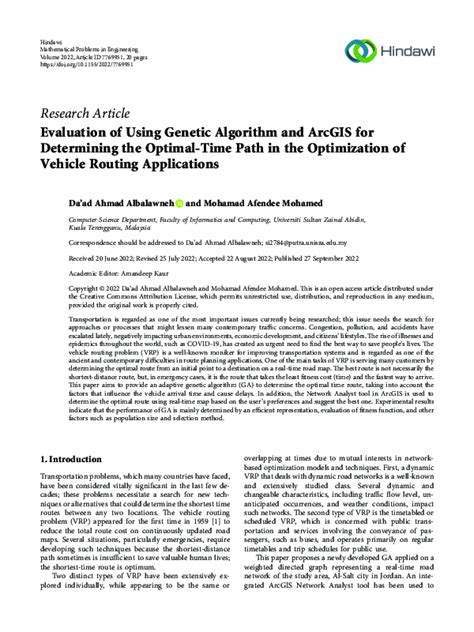 pdf evaluation of using genetic algorithm and arcgis for determining the optimal time path in