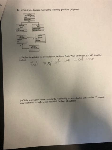 solved p3 given uml diagram answer following questions 30 points explain relation