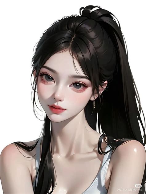 Digital Art Anime Digital Art Girl Icon Girl Anime Black Hair Digital Portrait Art 3d