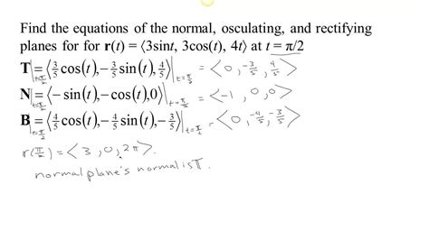 normal osculating and rectifying planes youtube