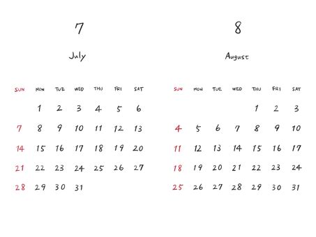 免費矢量 從星期日 七月 八月 2024 年開始的日曆