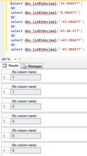 Validate Integer And Decimal Values In SQL Server