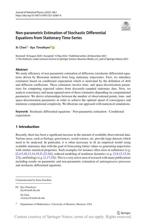 non parametric estimation of stochastic differential equations from stationary time series