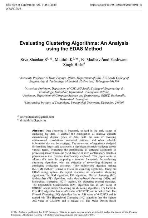 pdf evaluating clustering algorithms an analysis using the edas method
