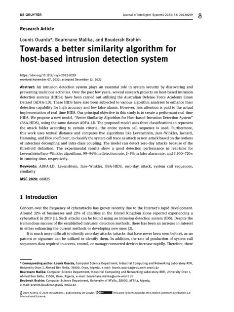 pdf towards a better similarity algorithm for host based intrusion detection system