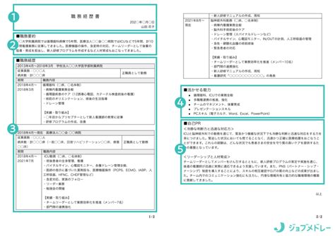 看護師の職務経歴書の書き方例文テンプレートつき作成のコツを紹介 なるほどジョブメドレー