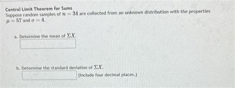 solved central limit theorem for sums suppose random samples