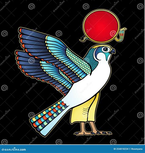 Animation Color Drawing Sacred Egyptian Falcon Bird God Horus Deity Of Heaven And Sun Stock