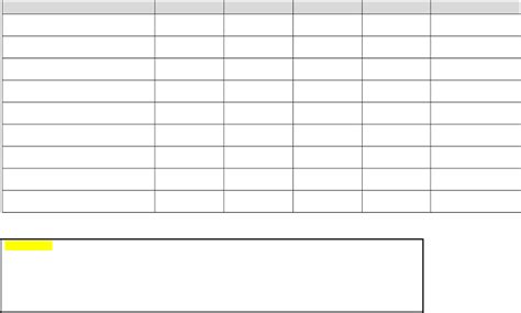 Blank Printable Table Charts