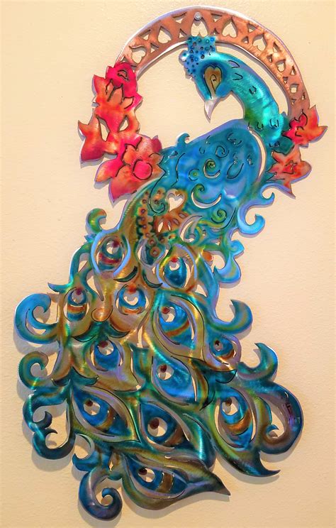 Peacock Garden Metal Wall Art Peacock Wall Art Psychedelic Art Bright And Colorful Art