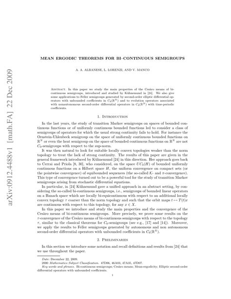 pdf mean ergodic theorems for bi continuous semigroups