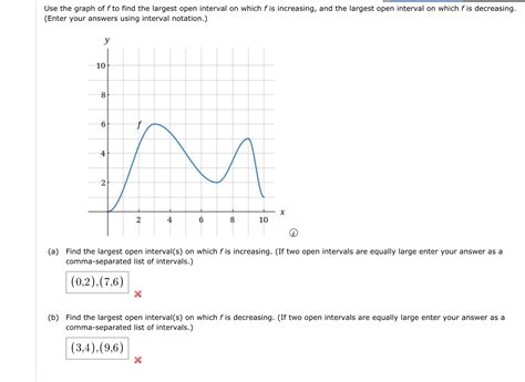 solved use the graph of f to find the largest open interval