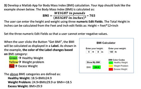 Solved Develop A Matlab App For Body Mass Index BMI Chegg