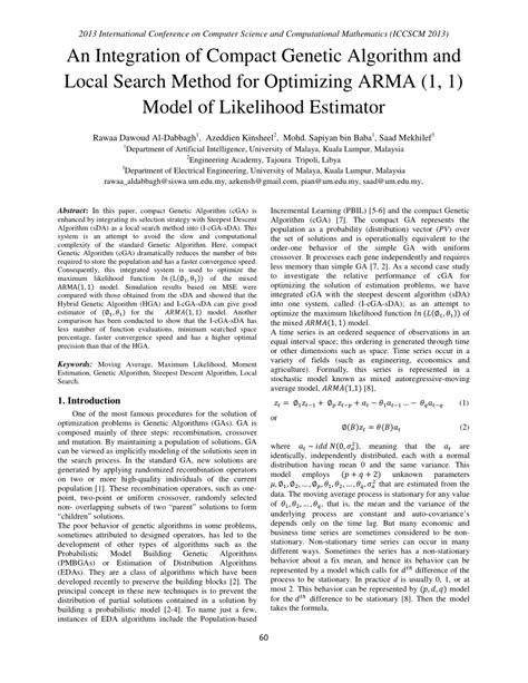 pdf an integration of compact genetic algorithm and local search method for optimizing arma 1