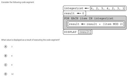 what value is displayed as a result of executing the code segment