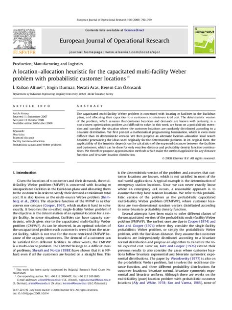 pdf a location allocation heuristic for the capacitated multi facility weber problem with