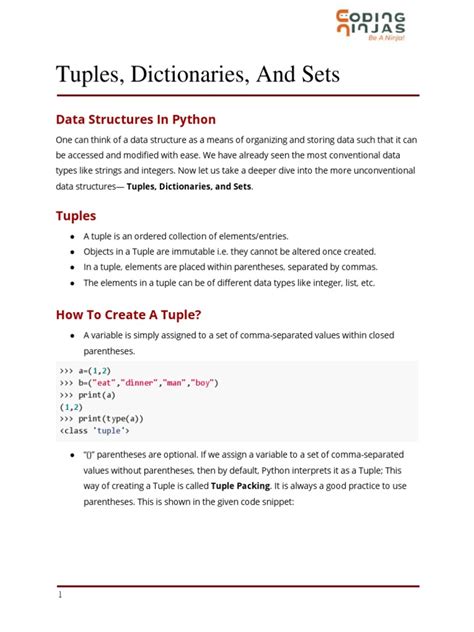 tuples dictionaries and sets pdf parameter computer programming computer engineering