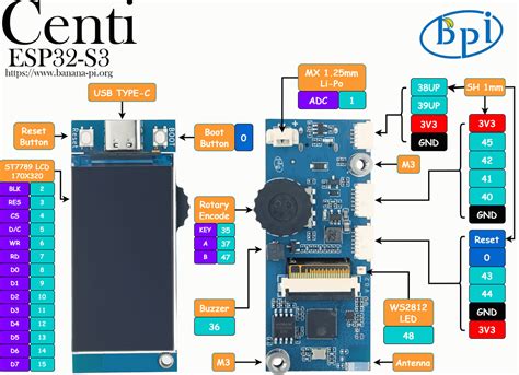 banana pi bpi centi s3 is a esp32 s3 powered dev board with 1 9 inch tft display electronics