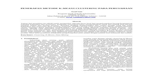 download pdf penerapan metode k means clustering pada … · proses clustering dengan algoritma k