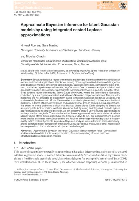 pdf approximate bayesian inference for latent gaussian models by using integrated nested