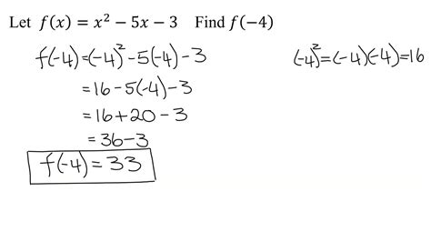 evaluate the quadratic function for one value of x evaluate f x x 2 5x 3 when x 4 find f 4