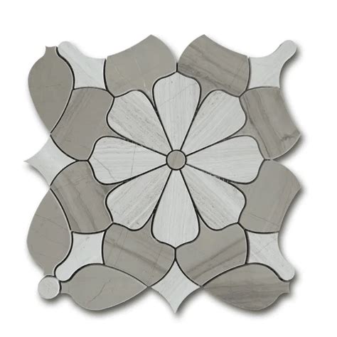 White Carrara Mix White Thassos Marble Flower Shape Waterjet Mosaic Buy Marble Flower Shape