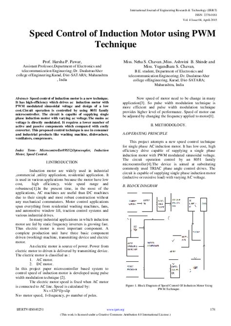pdf speed control of induction motor using pwm technique melkamzer assefa