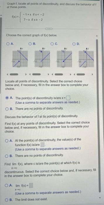 solved graph 1 locate all points of discontinuity and